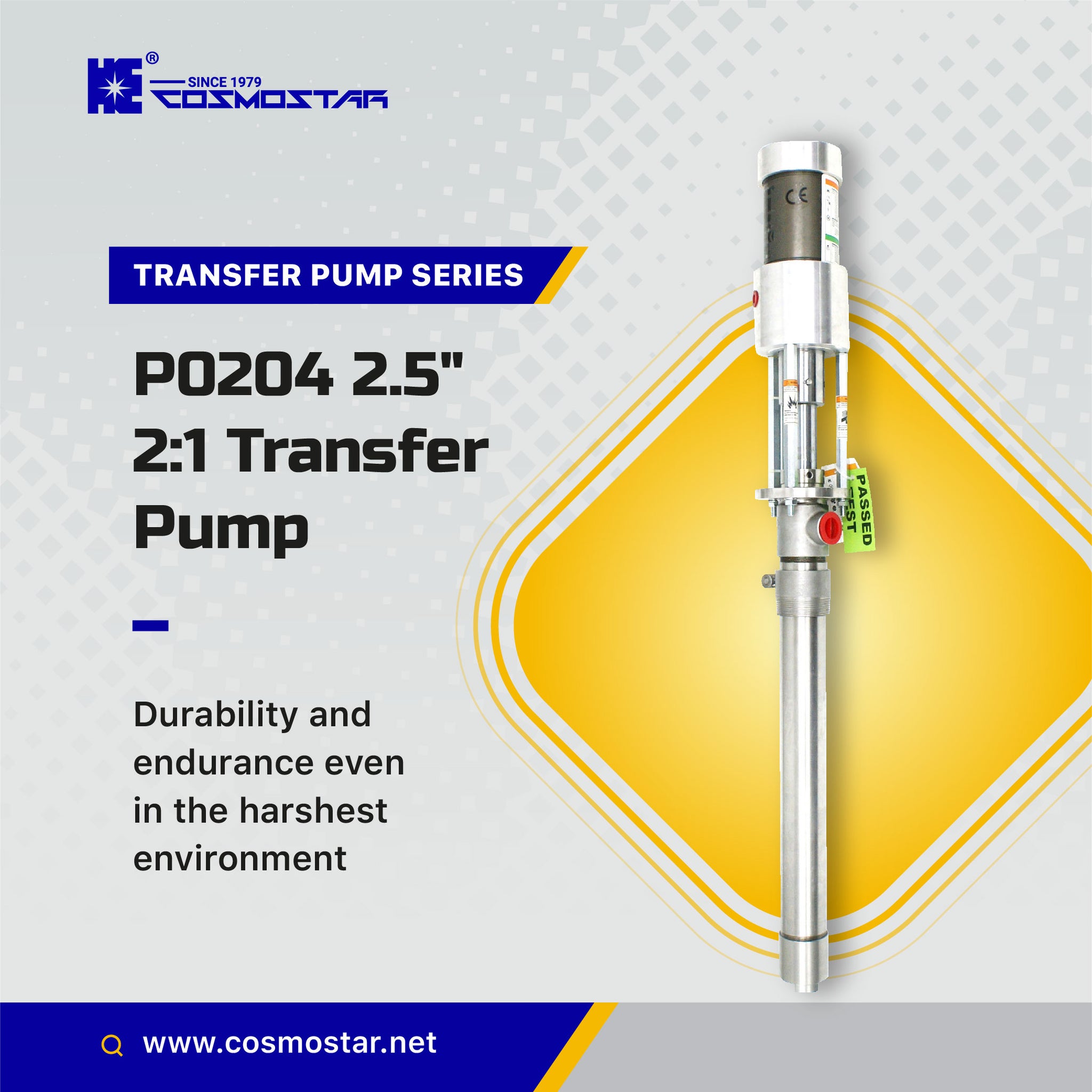 COSMOSTAR P0204 2.5" HI FLUX 2:1 Pneumatic Piston Transfer Pump